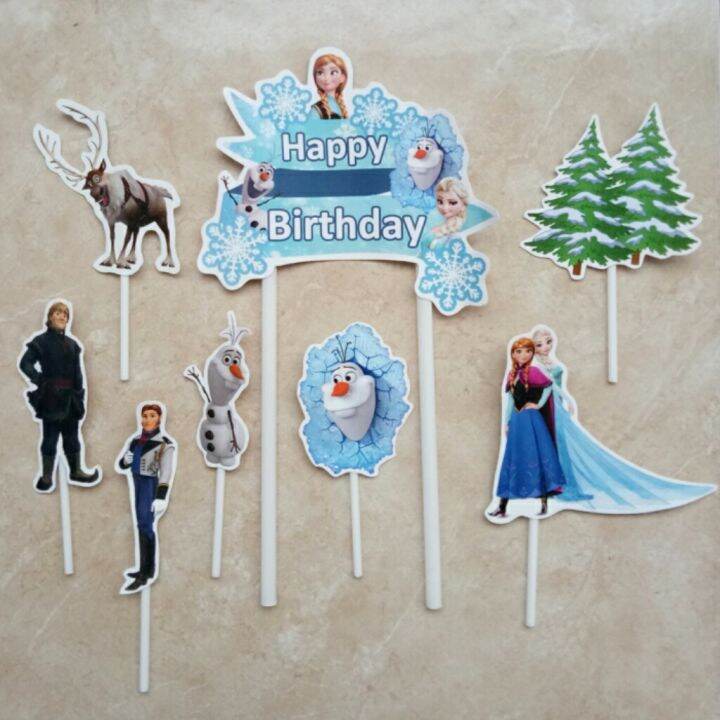 hiasan kue ulang tahun isi 8 topper toper cake karakter frozen FROZEN ...