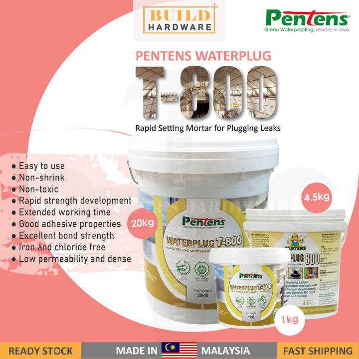 PENTENS WATERPLUG T-800 1kg / 4.5kg / 20kg Rapid Setting Mortar for ...