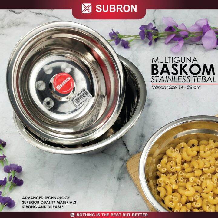 SUBRON Baskom stainless 14cm 16 cm 18 cm tebal multifungsi kecil ...
