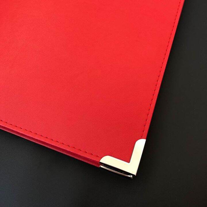【YJ9u3Ft5】RED Leather Cover High-end Menu Book Menu holder Menu stand ...