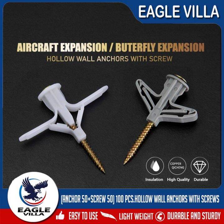 【COD】 Eagle Villa 100pcs Plastic Drywall Expansion Anchor Bolt Gypsum ...