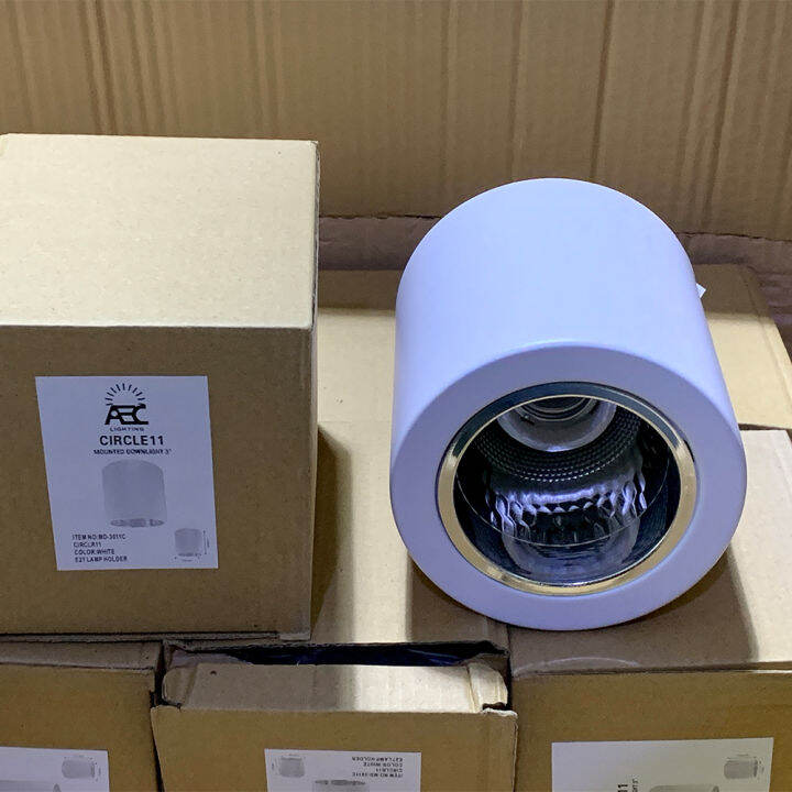 โคมไฟดาวน์ไลท์ติดลอย ทรงกลม 3 นิ้ว ขั้วE27 / โคมกระป๋อง ติดลอย Surface Mounted Downlight E27 สี ...