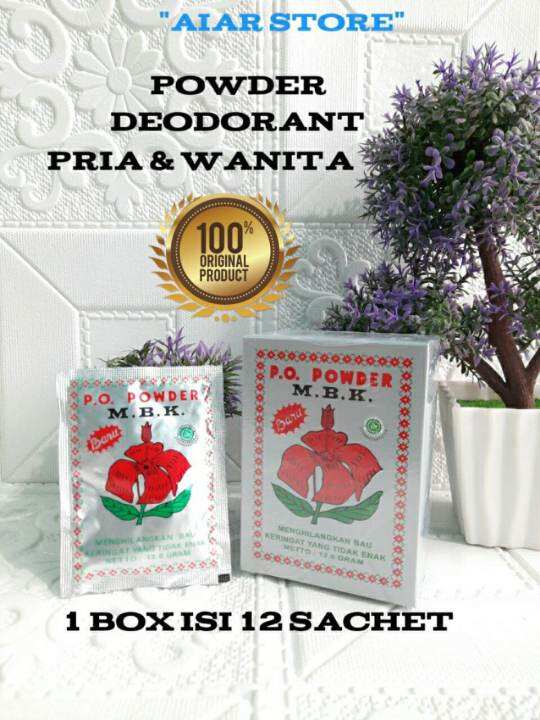 MBK POWDER DEODORANT BEDAK SUPER SILVER 1 BOX ISI 12 Sachet Original ...