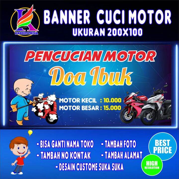 Spanduk Banner Backdrop Cuci Motor / Spanduk Steam Motor/ Spanduk Cuci ...