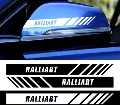 JC New Rear View Mirror Sticker 1 set Left & Right MITSUBISHI Ralliart ...
