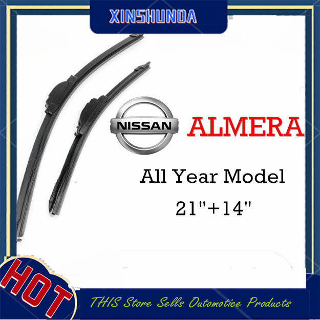 XSD Nissan ALMERA Wiper Blade Set/Pair for All Year Model Car Window Wiper (silicone banana type ...