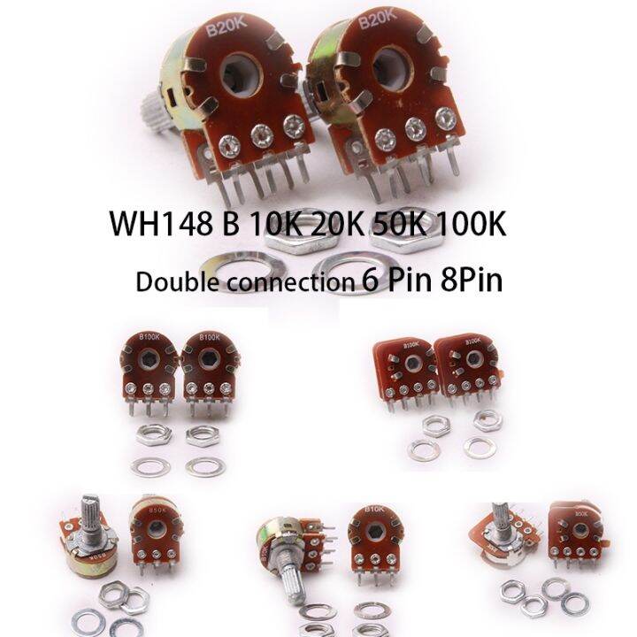 Glyduino Wh148 B10k 20k 50k 100k Double Connection 6 8 Pins Linear Potentiometer Pot Single