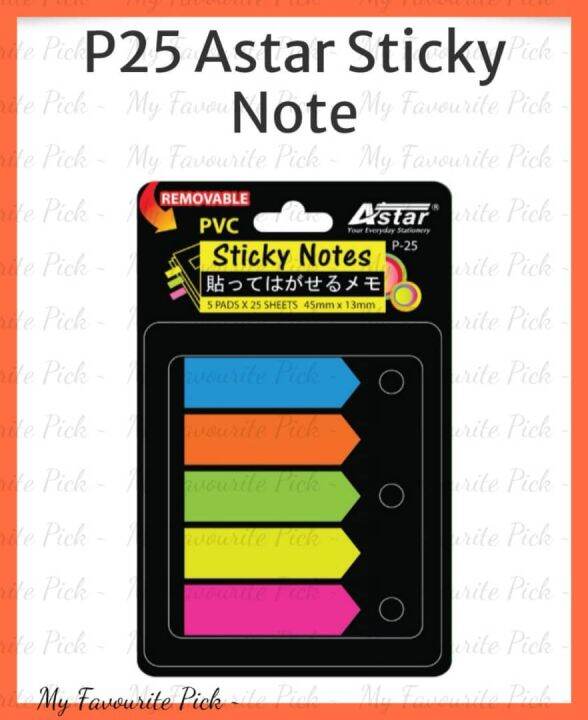 Astar neon color pvc sticky notes P-25 | Lazada