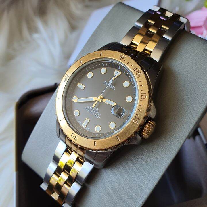 Fossil Three-Hand Date Two-Tone Watch ES4745 With 1 Year Warranty On ...