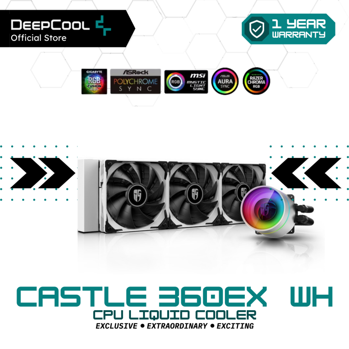 Deepcool Castle 360EX WHITE AIO, 360mm Radiator, ARGB XL Pure Copper ...