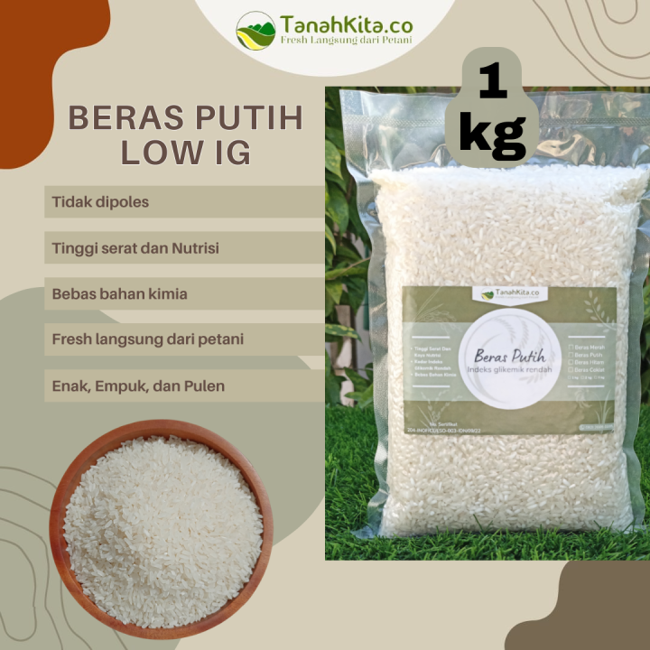 Beras Putih Low IG I Beras Sehat Premium I Enak Empuk dan Pulen ( 1 kg ...