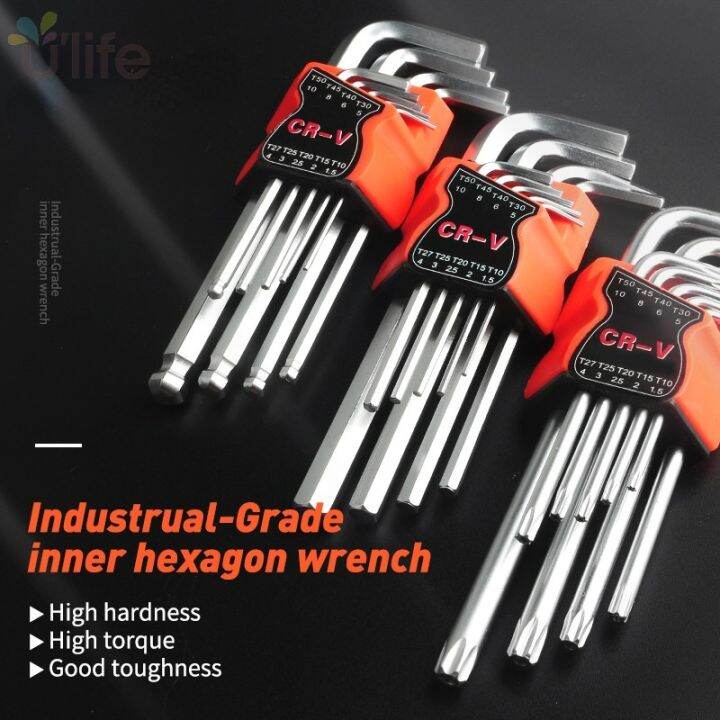 (COD) Kunci DURABLE CRV 9pcs Ball Point Hex Allen Key EXTRA LONG Allen ...
