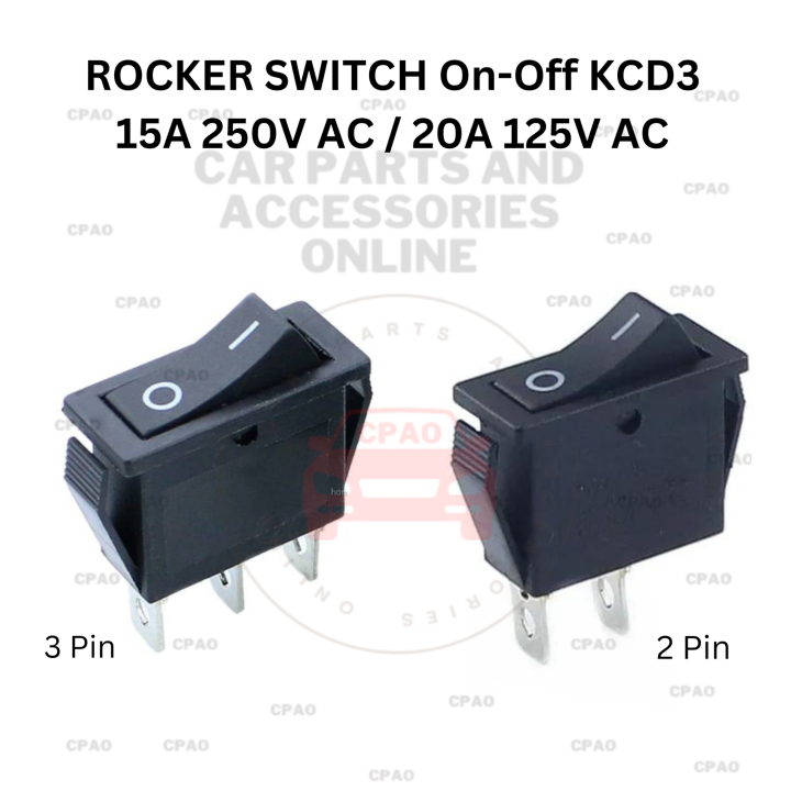 CPAO Rocker Switch On-Off 2 Pin and 3 Pin 15A 250V AC/20A 125V AC (KCD3 ...