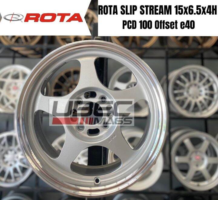 ROTA Wheels SLIP STREAM 15x6.5x4H PCD 100 Offset e40 RL Plain Silver ...