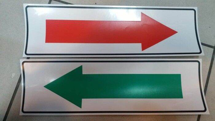 SIGN LABEL STICKER PENUNJUK ARAH MERAH HIJAU DIM 30X10CM | Lazada Indonesia