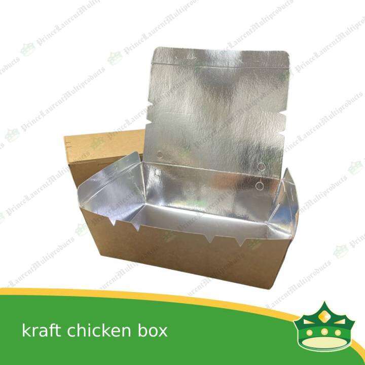 [25 pcs] chicken box kraft silver coated leak proof for take-out ...