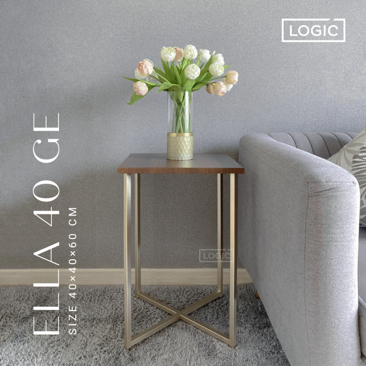 LOGIC ELLA 40 GE Meja Nakas Sofa Tamu Coffee Side Table Kayu Kaki Besi | Lazada Indonesia