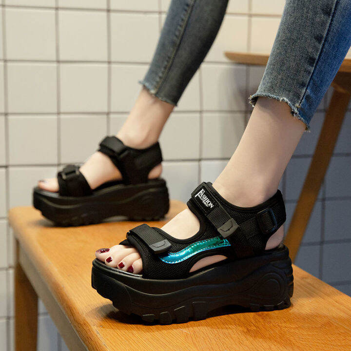 Sports sandals women's 2023 new muffin thick-soled summer students ...