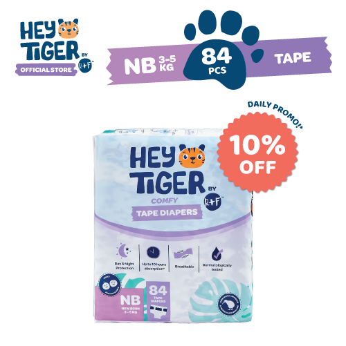 HEY TIGER Tape Jumbo Pack NEWBORN (3-5 kg) - 84 pcs - Tape Diapers | Lazada PH