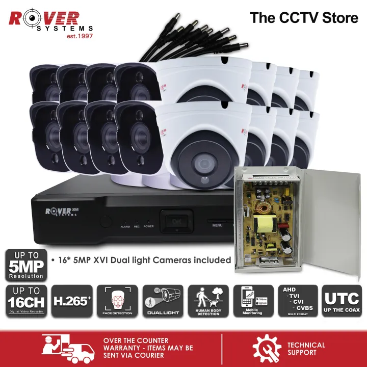 Rover 16Ch 6in1 1 SATA DVR + 16 units 5MP XVI Dual Light Cameras (8 ...