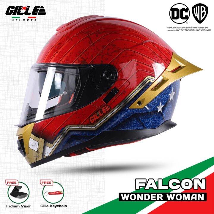 GILLE 883 FALCON WD WONDER WOMAN RED Full Face Dual Visor Motorcycle ...