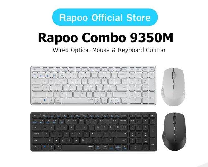 Rapoo รุ่น 9350M Multi-mode Wireless Keyboard & Mouse (KB-9350M-GY ...