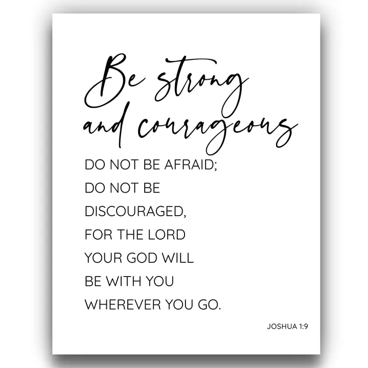 ‘Be Strong and Courageous’ Wall Art Joshua 1:9 Poster Black and White ...