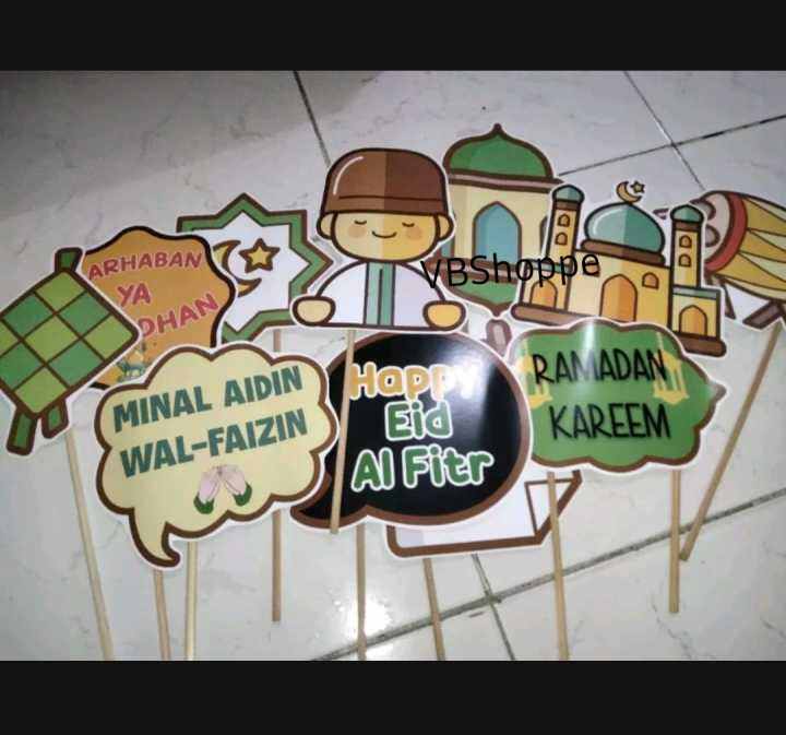 12pc PHOTOBOOTH PROPS IDUL FITRI LEBARAN dekorasi cake topper lebaran ...