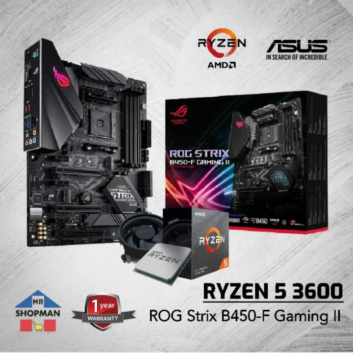 AMD Ryzen 5 3600 Processor w/ Asus Rog Strix B450 F Gaming II B450F ...
