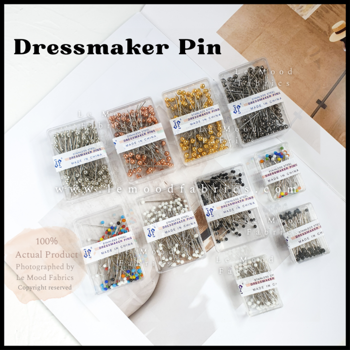 Le Mood Fabrics Dressmaker Pins Stainless Steel Pin Peniti Jarum Peniti ...