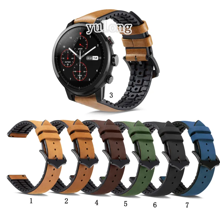 Genuine Leather Strap Silicone Band for Huami Amazfit GTR 42mm 47mm GTR ...
