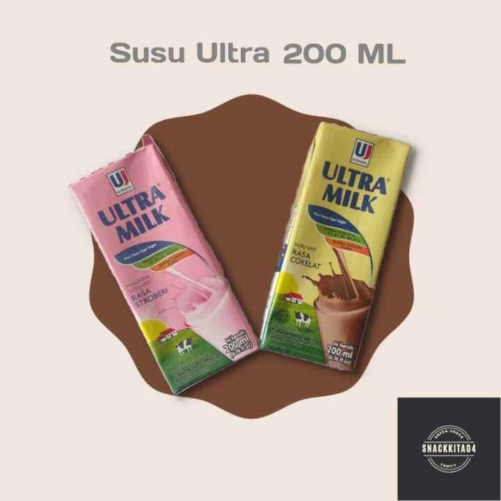 ULTRA MILK SUSU UHT 200 ml - Rasa Stroberi, Coklat, Full Cream ...