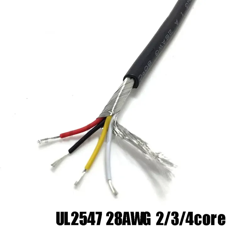 2M UL2547 28AWG 2 core 3 core 4 Cores PVC Shielded Signal Wire Black ...
