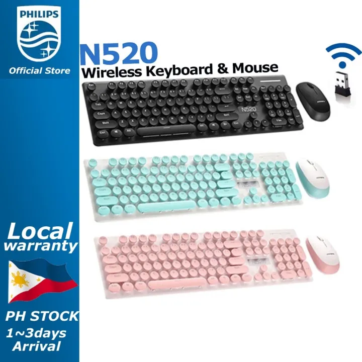 Philips N520/C354 NEW wireless keyboard and mouse set typewriter design ...