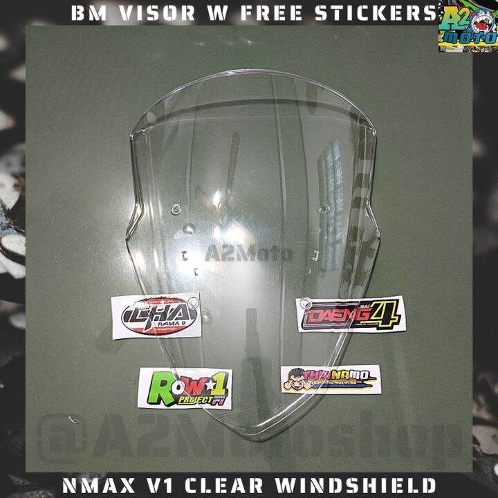 NMAX V1 V2 DS4 BM Visor Windshield w FREE Thai Stickers 2019 2020 2021 ...