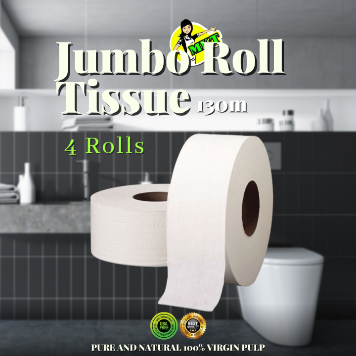 Jumbo roll tissue 130m JRT tissue 100% virgin pulp 2 ply toilet roll ...