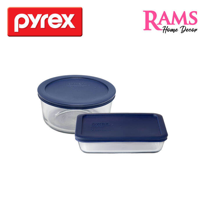 Pyrex 4pcs Simply Store Round & Rectangular Glass Food Storage ...