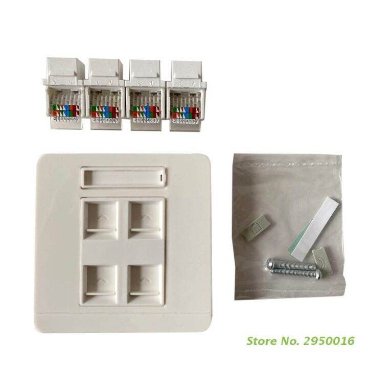 4 Port UTP Network Wall Plug Panel RJ45 CAT5E Gigabit Ethernet ...