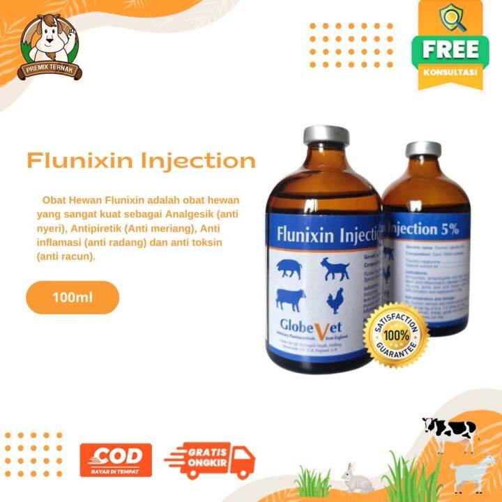Flunixin Injeksi 100 ml - Globe Vet - Anti Inflamasi - Obat Penurun ...