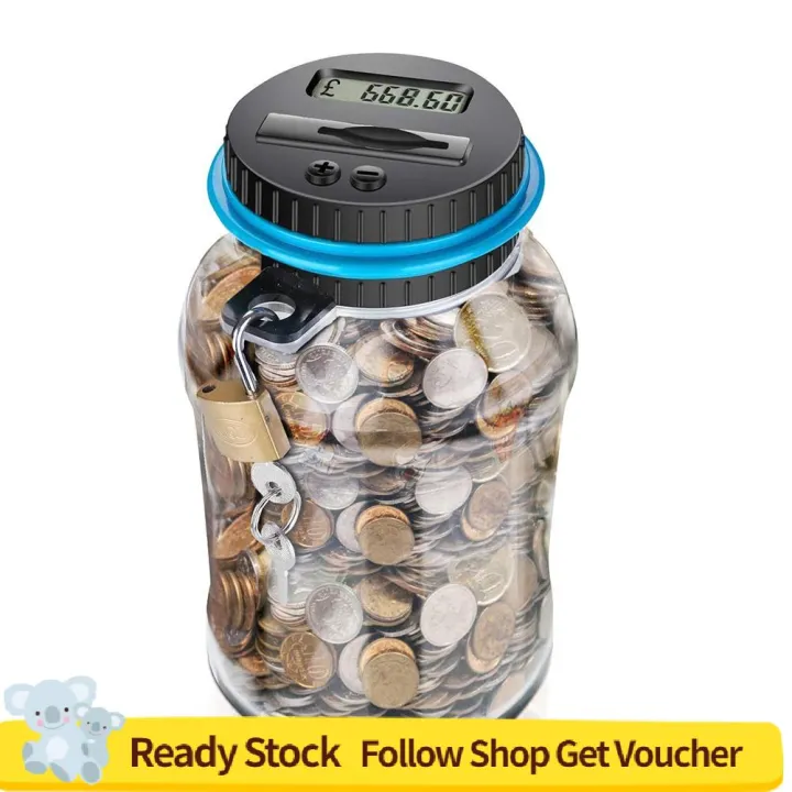 Electronic Digital Coin Money Box with LCD Display Smart Counter Piggy ...