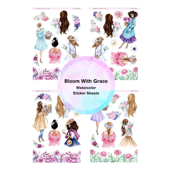 Bloom Girl Series Sticker Sheets | Book Journaling | Planner | Bujo ...