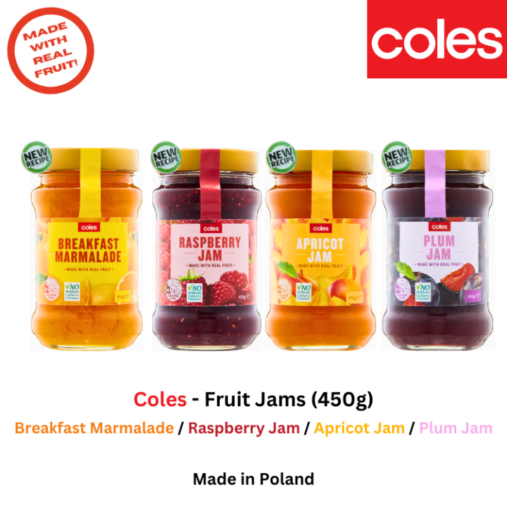 Coles - Breakfast Marmalade / Raspberry Jam / Apricot Jam / Plum Jam ...