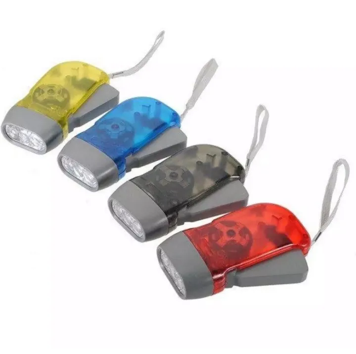 3-LED Hand Press Crank Flashlight SET OF 3 (RANDOM COLOR) Keimav ...