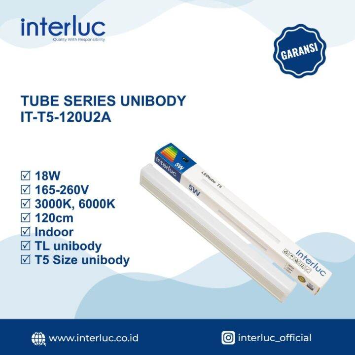 INTERLUC LED TL T5 LAMPU MURAH T5 LED 18W 18 W WATT 120CM PUTIH/KUNING ...