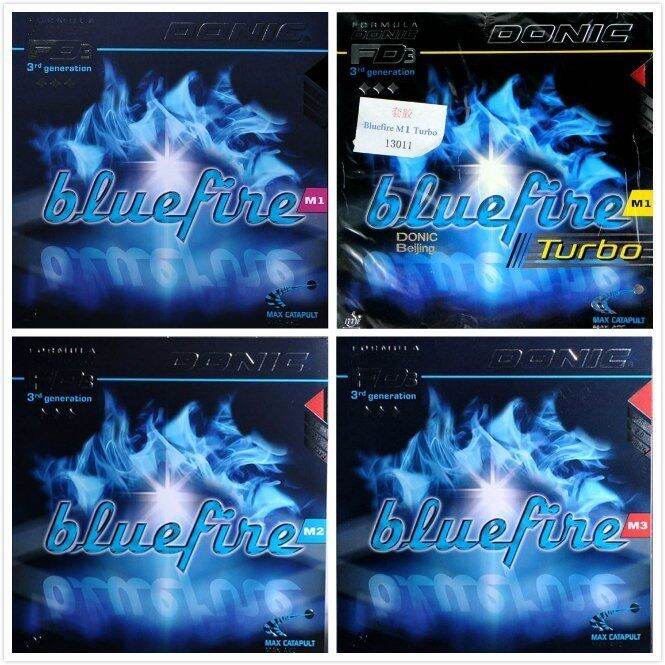 Donic M1ไฟสีน้ำเงินของแท้/M2/M3 Bluefire Pips ในฟองน้ำสีฟ้าลายกีฬาปิงปองยางพาราสปินสิวที่แข็งแรง ...