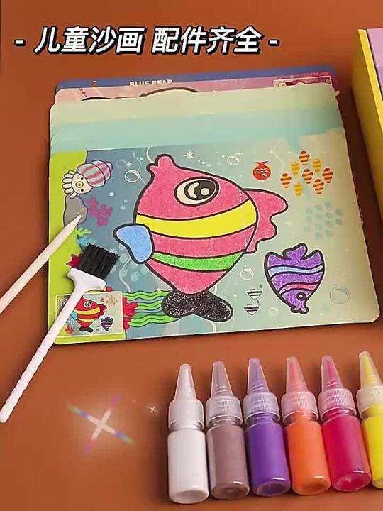 Deli 9674 ภาพวาดทรายเด็กสีทรายแฮนด์เมดสแควร์ภาพวาดกราฟฟิตีแผงขายภาพวาด ...