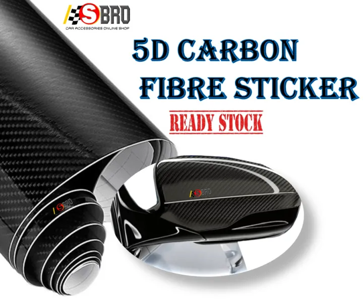 5D High Glossy Shiny Carbon Fiber Pattern Film Wrap Decal Car Sticker ...