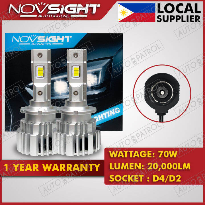 Novsight D4/D2 70W 20,000LM Car LED Headlight Car Headlamp Foglamp | Lazada PH