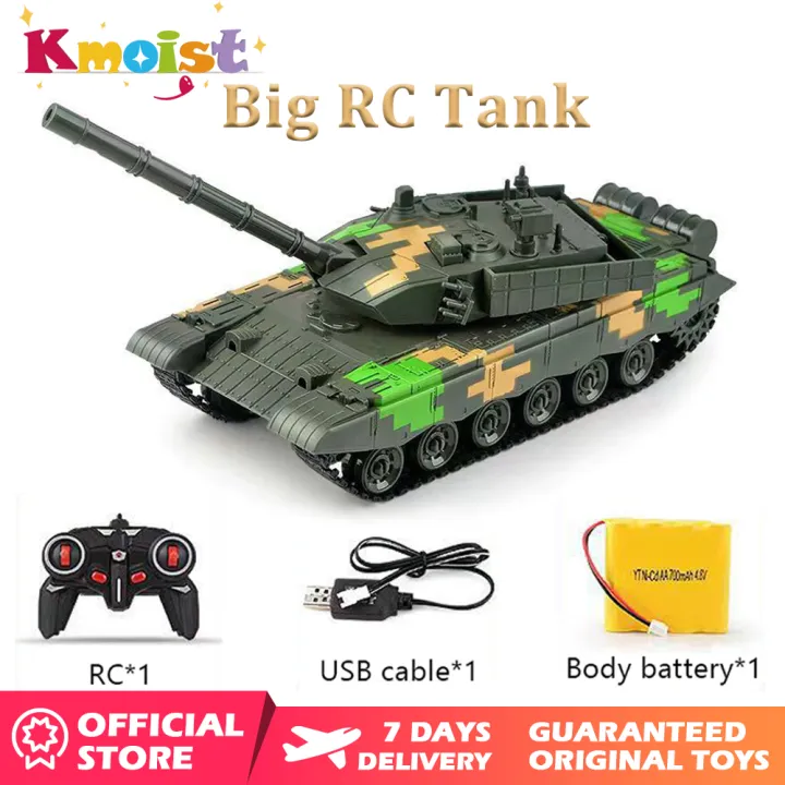 Kmoist 2.4G รีโมทคอนโทรลถังของเล่น Cross-Country Crawler ชาร์จได้ขนาดใหญ่ทหารถังยิงสามารถเล่น ...
