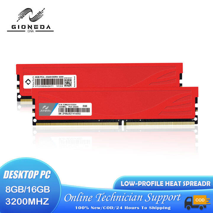 Gioneda PC DDR4 8GB/16GB RAM Turbine Gaming 288-Pin 3200MHz (PC4-25600 ...